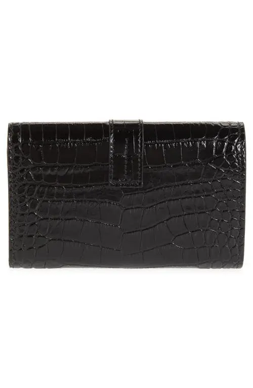 TOM FORD Kara Croc Embossed Leather Compact Wallet