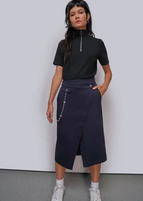 WILDFANG Essential Denim Utility Wrap Skirt