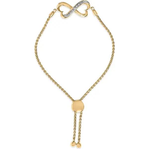 HAUS OF BRILLIANCE Gold Vermeil Diamond Accent Heart Infinity Bolo Bracelet - Silver