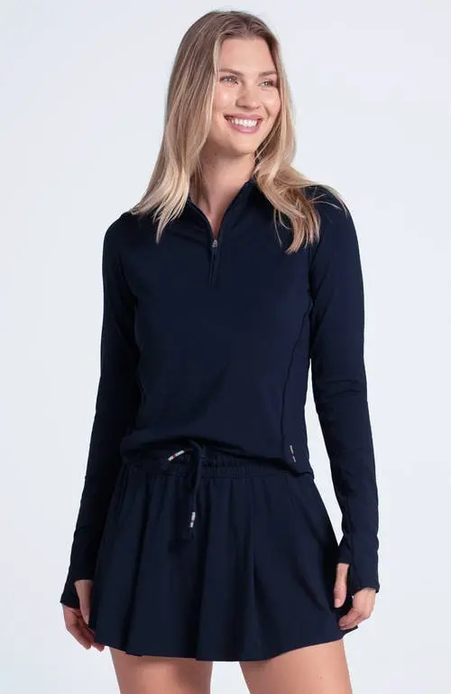Lucky In Love Womens' Pima 1/4 Zip Top - Navy