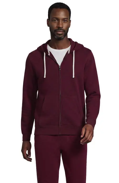 LANDS' END Long Sleeve Serious Sweats Full Zip Hoodie - Rich Burgundy