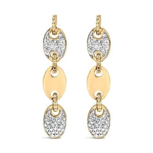 HAUS OF BRILLIANCE Gold Vermeil 1/10 Cttw Diamond Bold Disc Link Earring - Silver