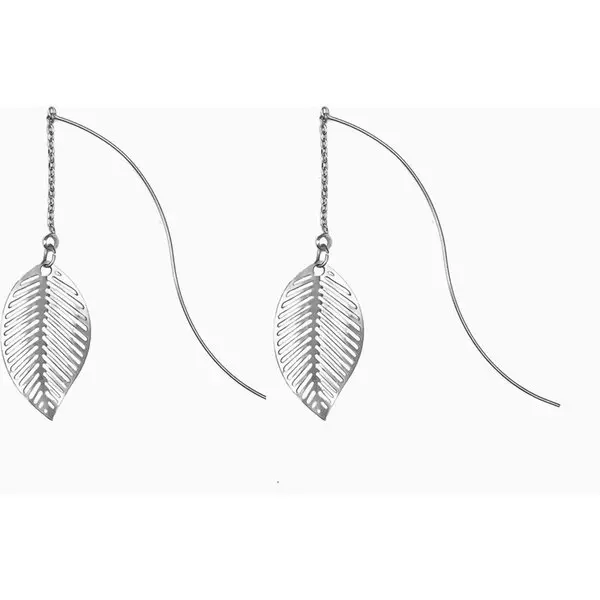 BEARFRUIT JEWELRY Abigail Earrings Dainty Leaf Drop Statement - Dark Grey