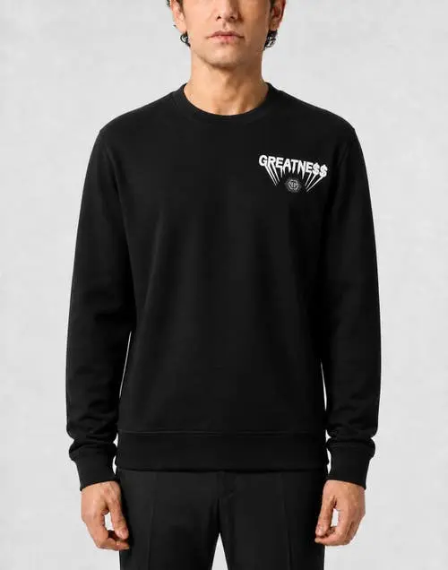 Philipp Plein Fleece Round Neck Sweatshirt Greatness - Black