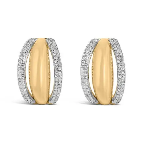 HAUS OF BRILLIANCE Gold Vermeil 1/10 Cttw Diamond Bold Half Hoop Earring - Silver