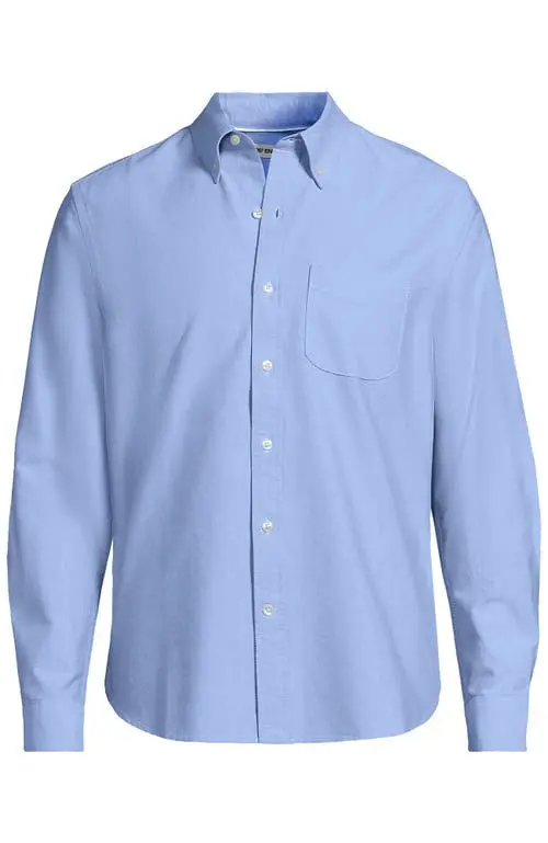 LANDS' END Long Sleeve Classic Fit Sail Rigger Oxford Shirt - Blue