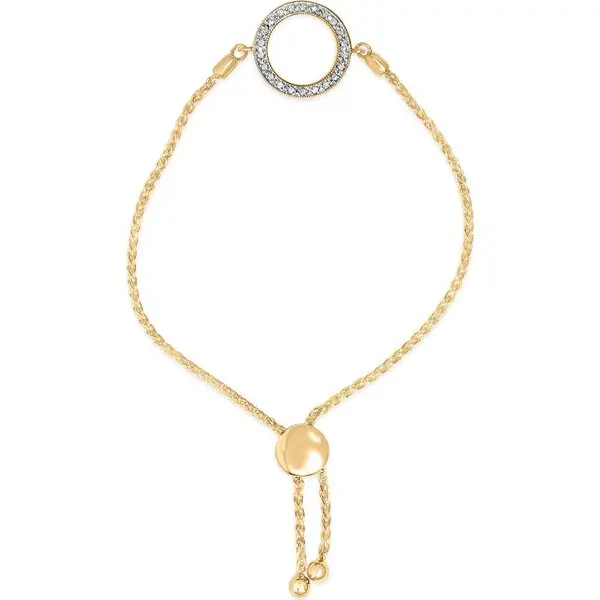 HAUS OF BRILLIANCE Gold Vermeil Diamond Accent Circle Lariat Bolo Bracelet - Silver