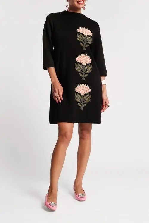FRANCES VALENTINE Annie Dress Heirloom Floral - Black/multi