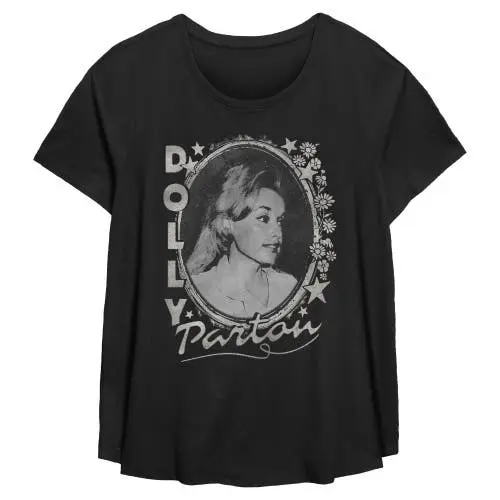 DOLLY PARTON Distressed Stars Portrait Short Sleeve T-shirt
