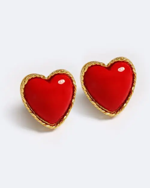 EMMA PILLS Hot Heart Earrings - Red