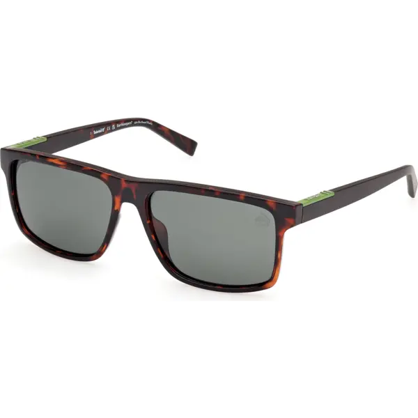 Timberland Classic Rectangular Polarized Sunglasses - Dark Havana/green