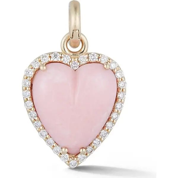 STORROW Alana Heart Charm With And Diamonds - Pink Opal