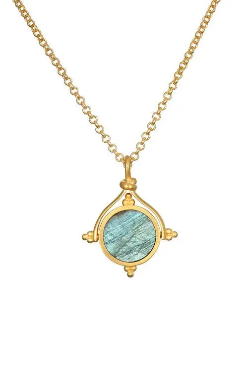 SATYA JEWELRY Path Of Awakening Labradorite Lotus Spinner Necklace