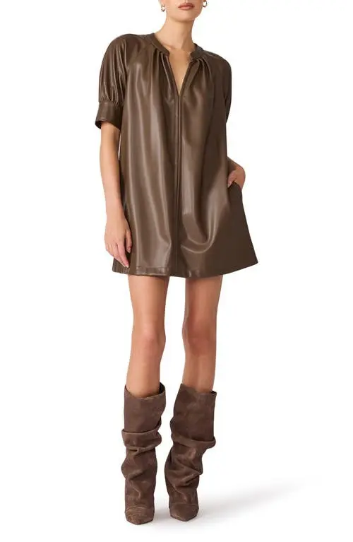 Steve Madden Sharleeen Puff Sleeve Faux Leather Shift Dress