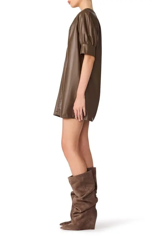 Steve Madden Sharleeen Puff Sleeve Faux Leather Shift Dress