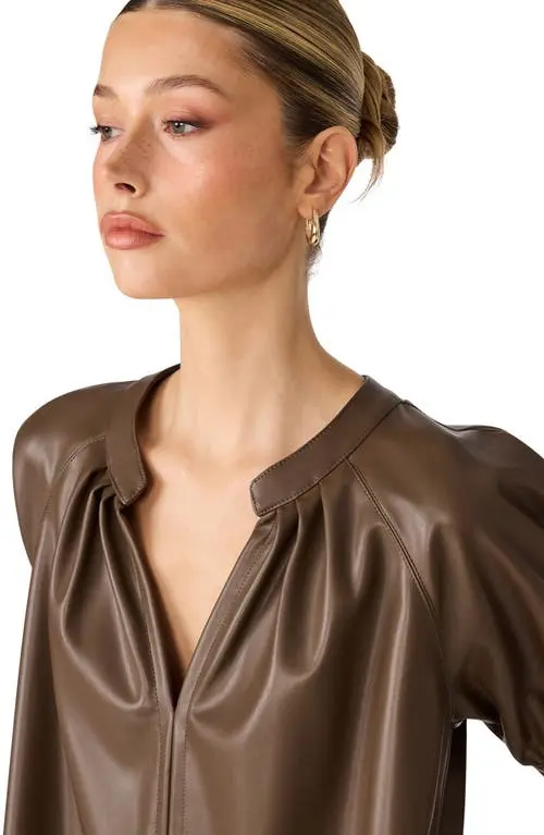 Steve Madden Sharleeen Puff Sleeve Faux Leather Shift Dress