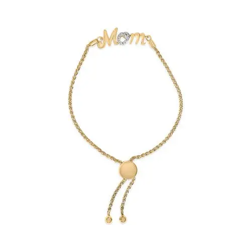 HAUS OF BRILLIANCE Gold Vermeil Diamond Accent "mom" Lariat Bolo Bracelet - Silver