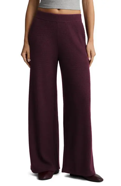 Beyond Yoga Rest Day Waffle Wide Leg Pants - Cabernet