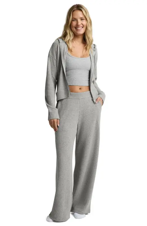 Beyond Yoga Rest Day Waffle Wide Leg Pants - Heather Gray