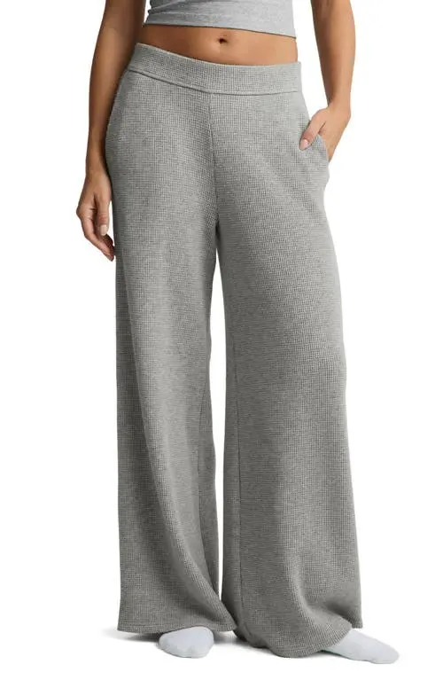 Beyond Yoga Rest Day Waffle Wide Leg Pants - Heather Gray
