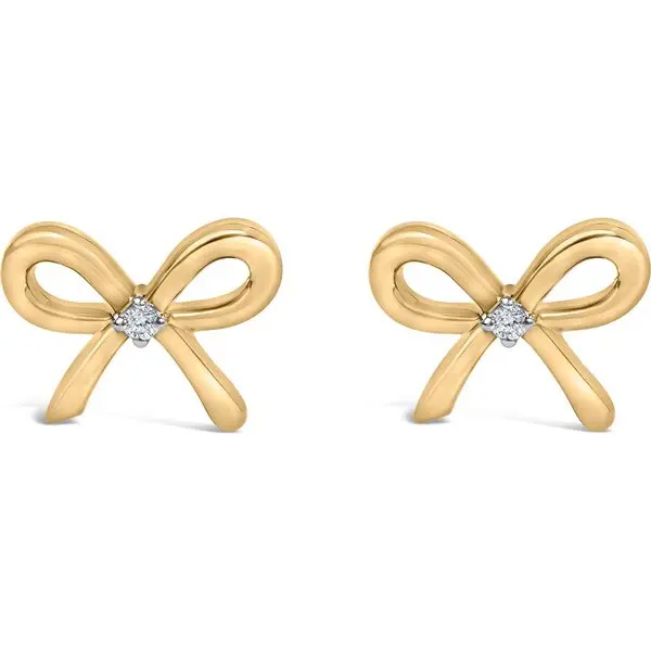 HAUS OF BRILLIANCE Gold Vermeil Diamond Accent Bow Earring - Silver