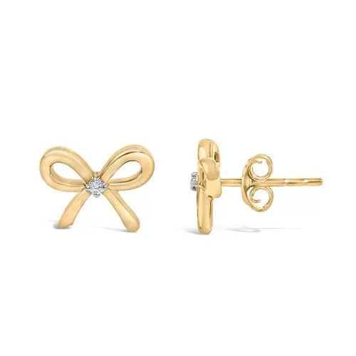 HAUS OF BRILLIANCE Gold Vermeil Diamond Accent Bow Earring