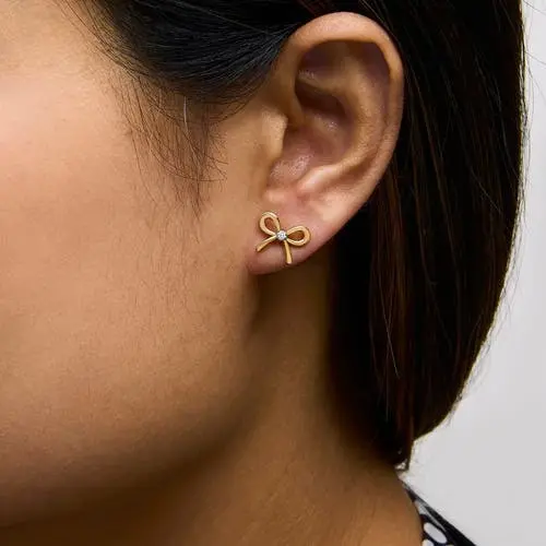 HAUS OF BRILLIANCE Gold Vermeil Diamond Accent Bow Earring