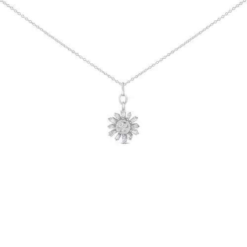 HAUS OF BRILLIANCE Sterling 3/8 Cttw Diamond Starburst Medallion Pendant Necklace - Silver