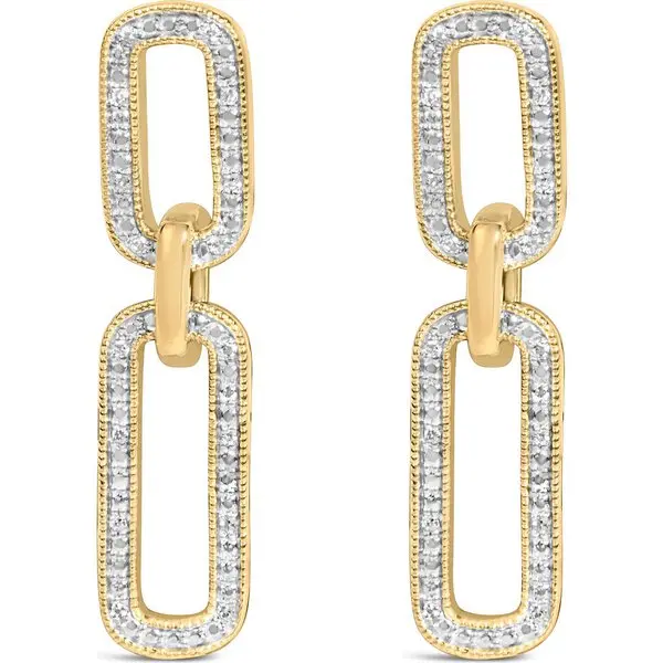 HAUS OF BRILLIANCE Gold Vermeil 1/10 Cttw Diamond Cttw Bold Paperclip Earring - Silver