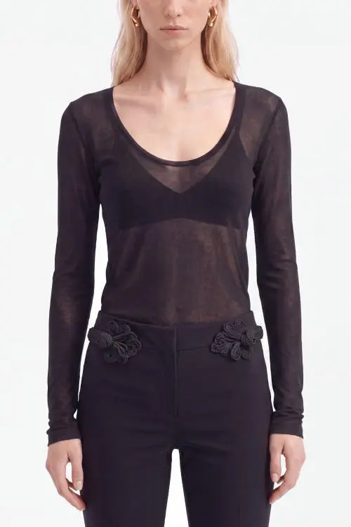 NOCTURNE Sheer Knit Top