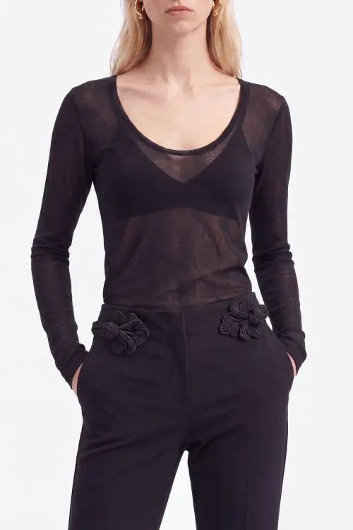 NOCTURNE Sheer Knit Top
