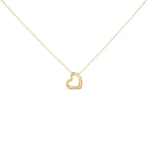 HAUS OF BRILLIANCE Gold Vermeil Diamond Accent Heart Pendant Necklace - Silver