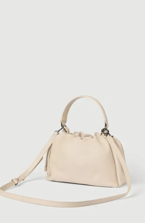 Brunello Cucinelli Mellow Small Bucket Bag In Soft Leather With Monili - Ivory