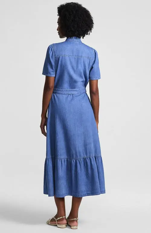 LANDS' END Light Weight Denim Tiered Midi Dress