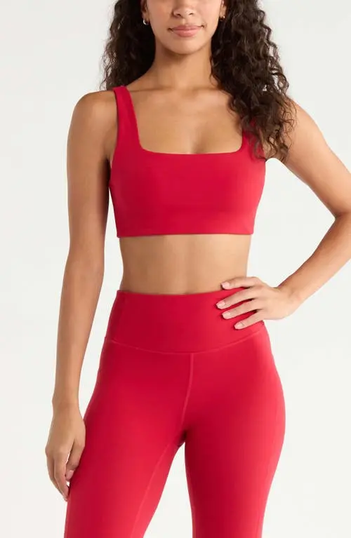 Zella Studio Luxe Square Neck Sports Bra - Red Jester