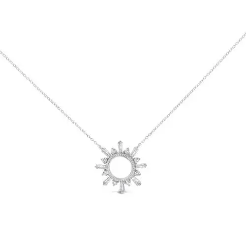 HAUS OF BRILLIANCE Sterling 5/8 Cttw Diamond Starburst Medallion Pendant Necklace - Silver