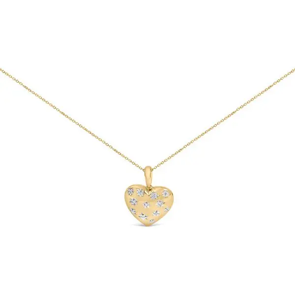 HAUS OF BRILLIANCE Gold Vermeil 1/10 Cttw Diamond Bold Heart Pendant Necklace - Silver