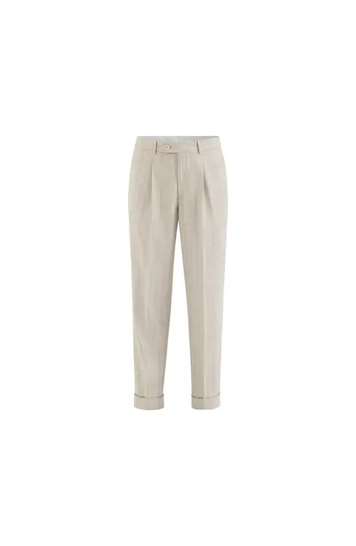 Brunello Cucinelli Striped Cashmere And Silk Diagonal Flannel Trousers With Pince