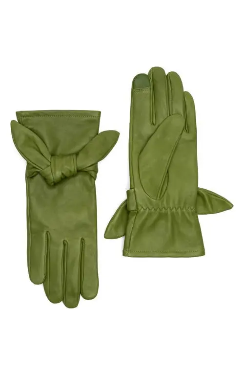 FRANCES VALENTINE Bow Leather Gloves - Green