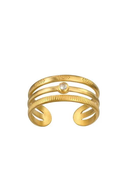 SATYA JEWELRY Manifesting Truth White Topaz Adjustable Ring - Gold