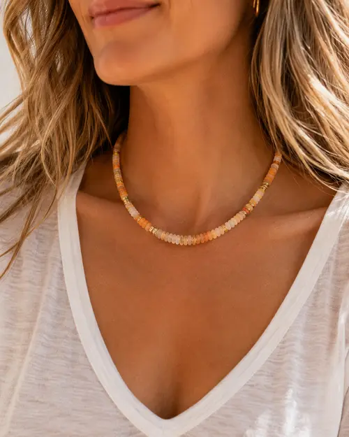 ERIN MCDERMOTT JEWELRY Coffee Date Yellow And Orange Beaded Necklace