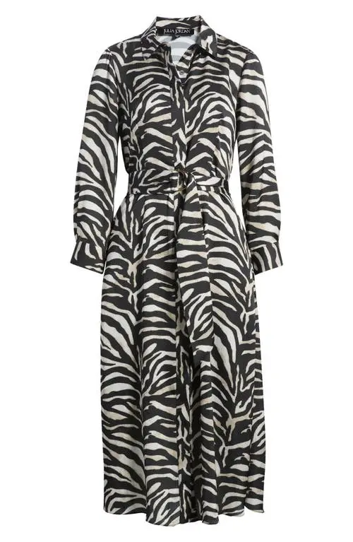 Julia Jordan Zebra Print Long Sleeve Midi Shirtdress