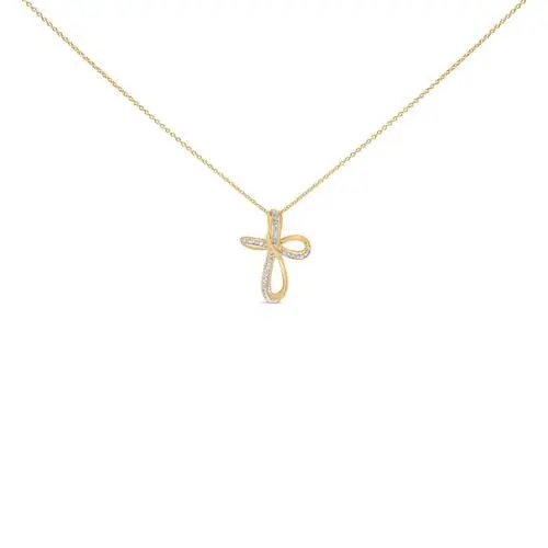 HAUS OF BRILLIANCE Gold Vermeil Diamond Accent Infinity Cross Pendant Necklace - Silver