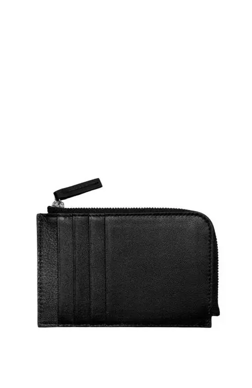 HYER GOODS Upcycled Italian Leather Zip-around Card Wallet - Black