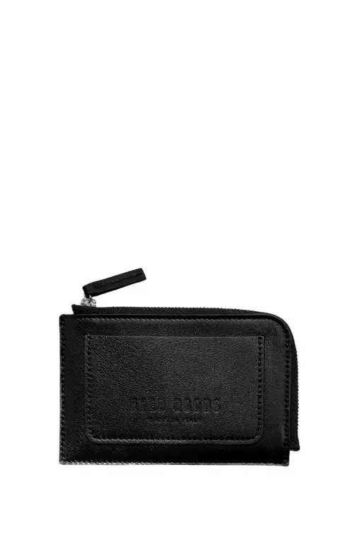 HYER GOODS Upcycled Italian Leather Zip-around Card Wallet - Black