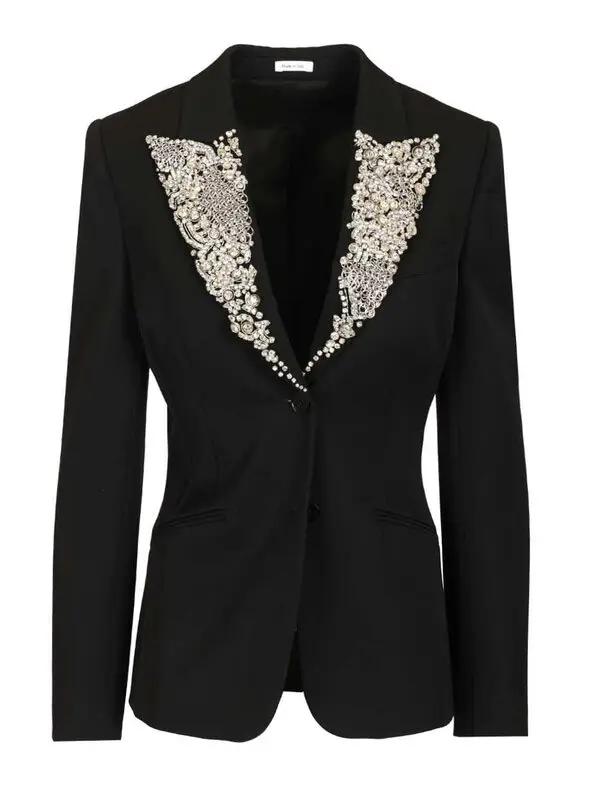 Alexander McQueen Single-breasted Jacket With Chainmail-style Embroidery