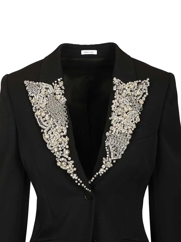 Alexander McQueen Single-breasted Jacket With Chainmail-style Embroidery
