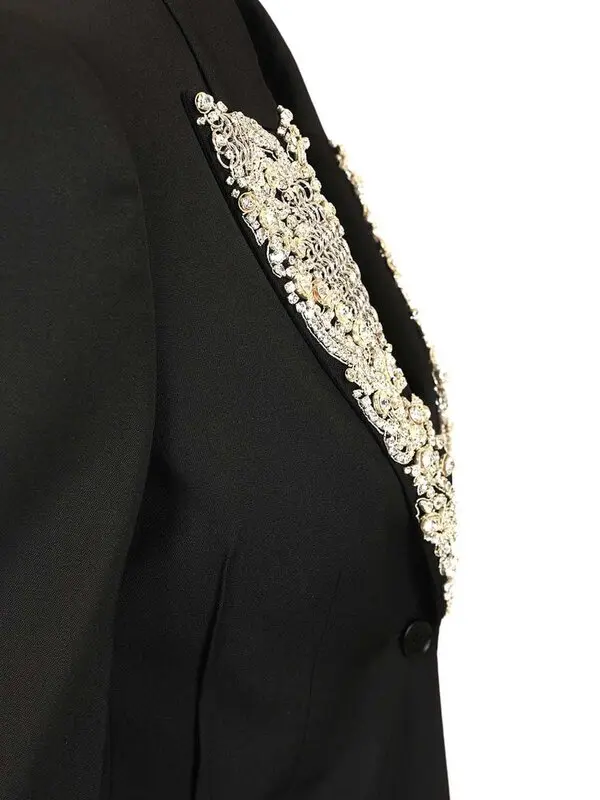 Alexander McQueen Single-breasted Jacket With Chainmail-style Embroidery