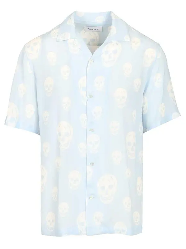 Alexander McQueen Printed Crepe De Chine Shirt - Blue