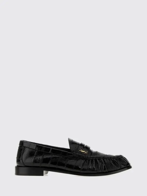 Saint Laurent Le Loafer Penny Loafers In Eel Leather With Monogram - Black